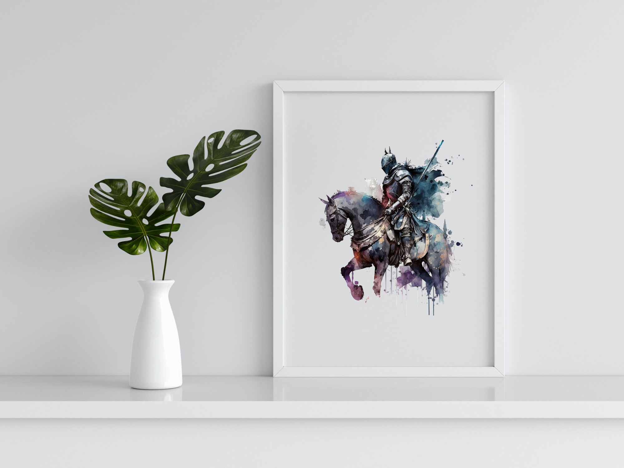 Dark Medieval Watercolor Art, Knight Art, High Resolution, Knights in ...