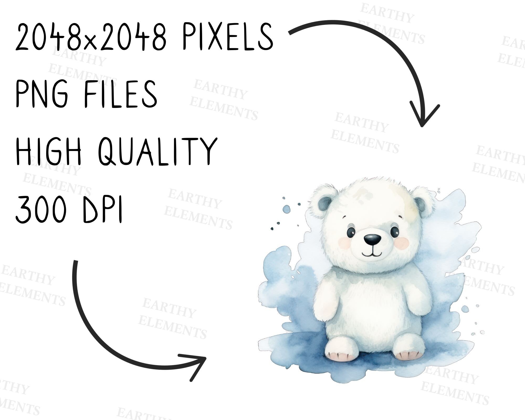 Cute Polar Bears Watercolor Clipart,commercial Use Clip Art, Watercolor ...
