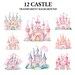 Watercolor Castle Clipart, Fairy Tale Princess Castle, Princess Birthday Castle Clipart, Digital ...
