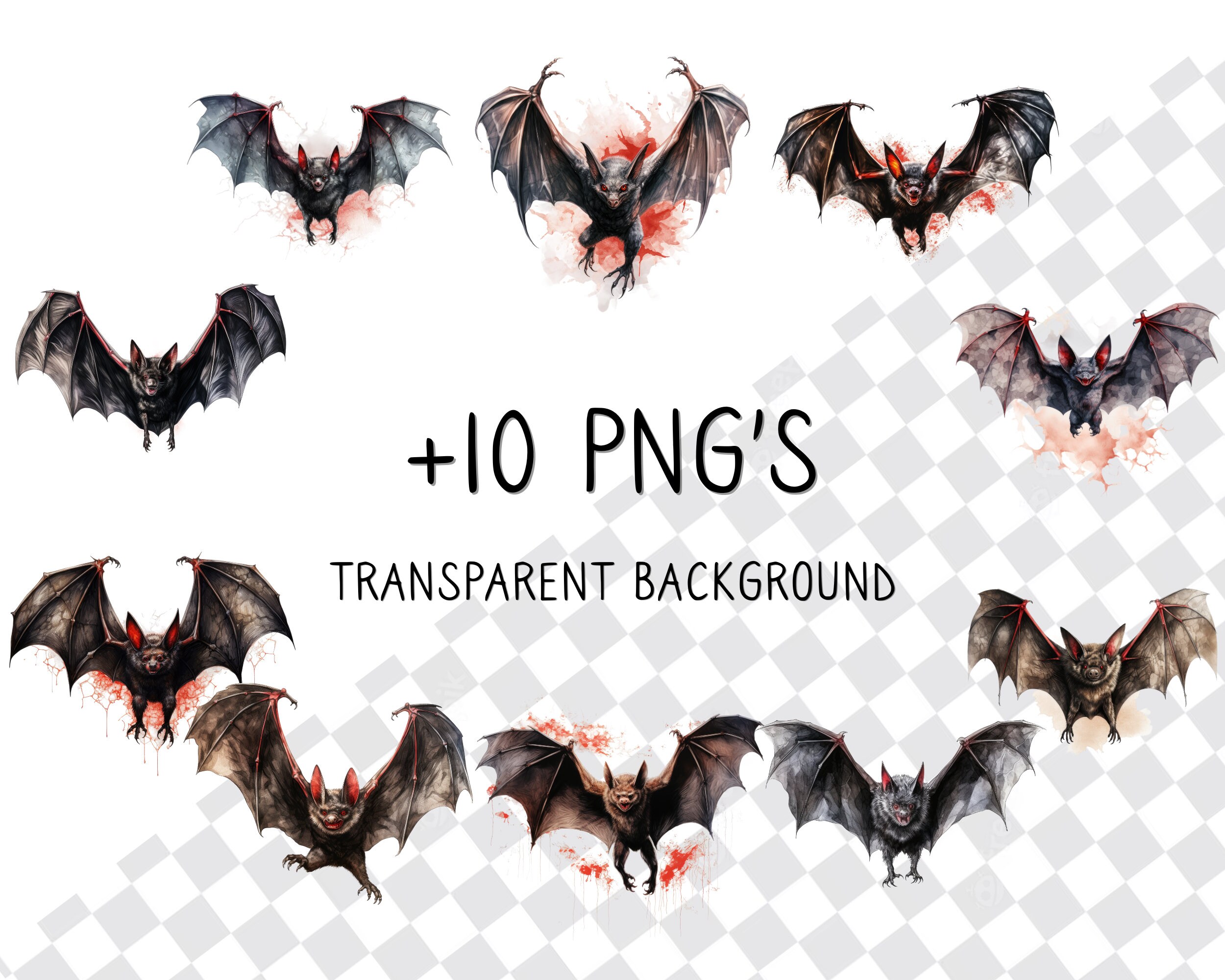 Halloween Spooky Bat Clipart, Commercial Use Clip Art, Watercolor ...