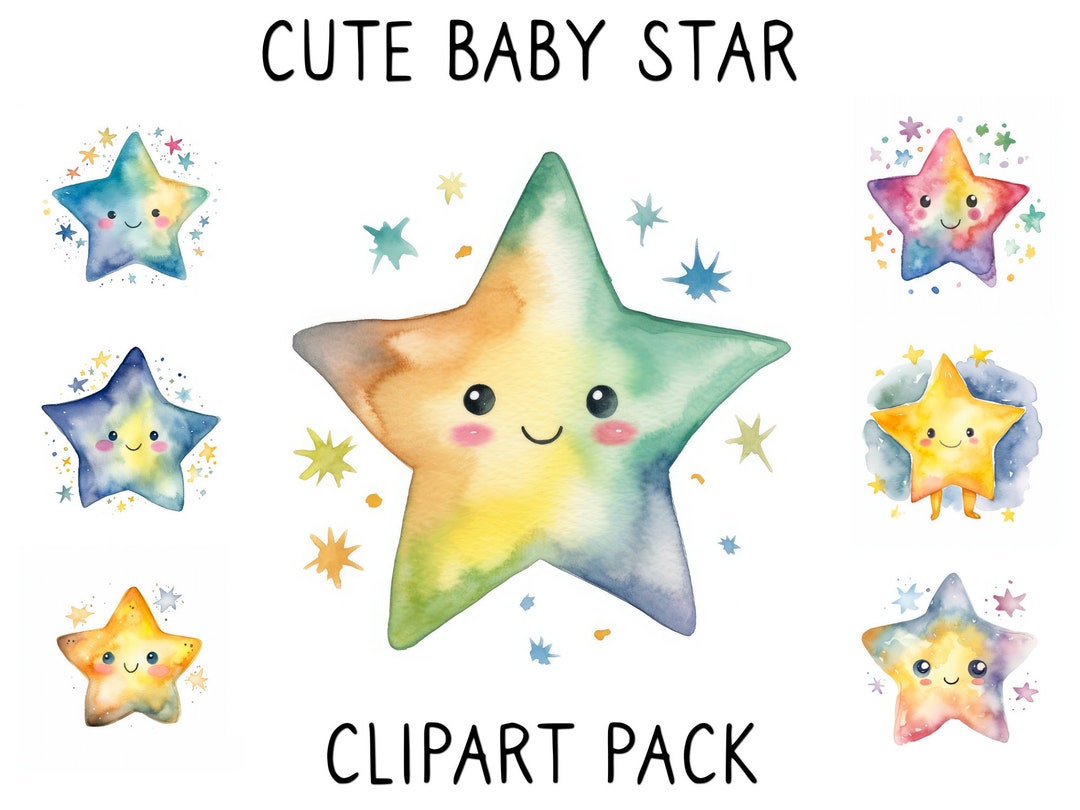 Star Watercolor Clipart Space Clipart Watercolor Doodle - Etsy