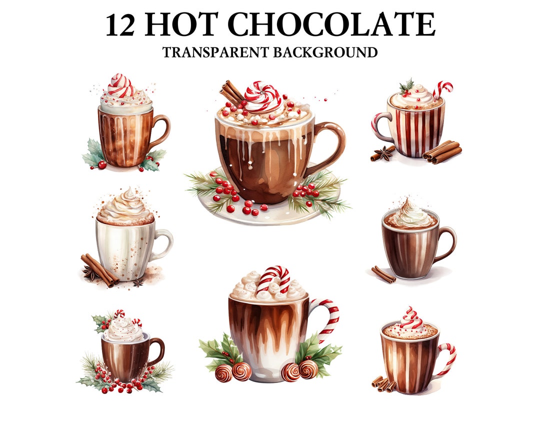 Christmas Hot Chocolate Clipart Christmas Sweet Cup of Choco - Etsy