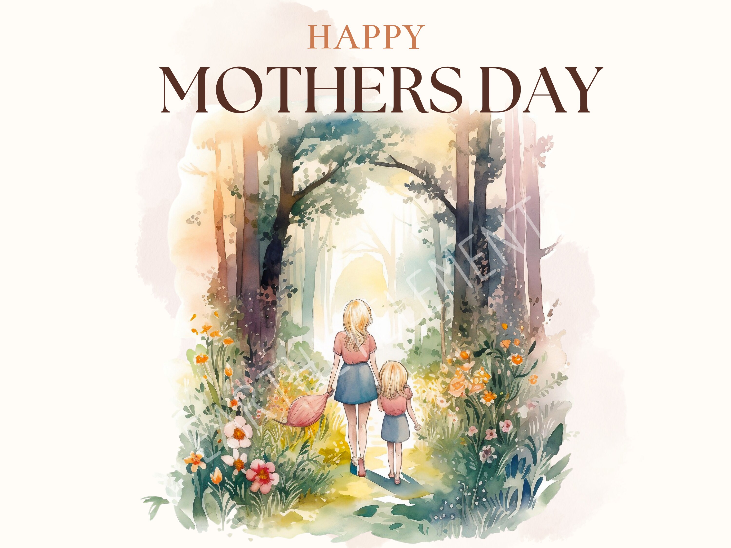 Watercolor Mom and Daughter Clipart Pack, Clipart for Commercial Use ...