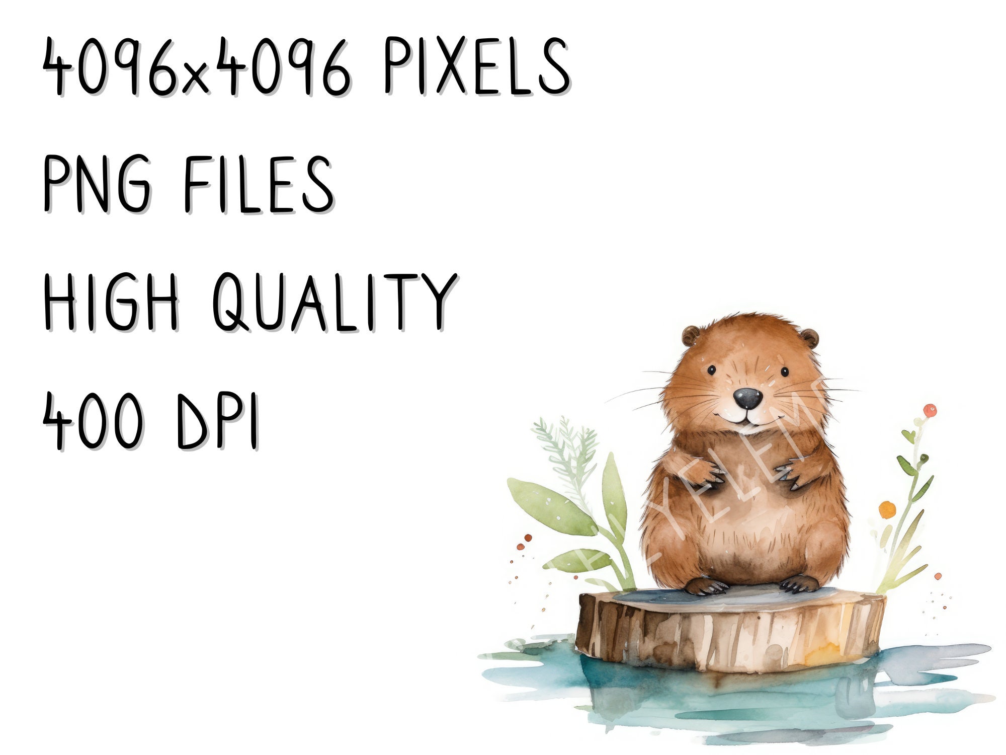 Beaver Watercolor Clipart, Cute Animal Bundle , Doodle Clipart ...