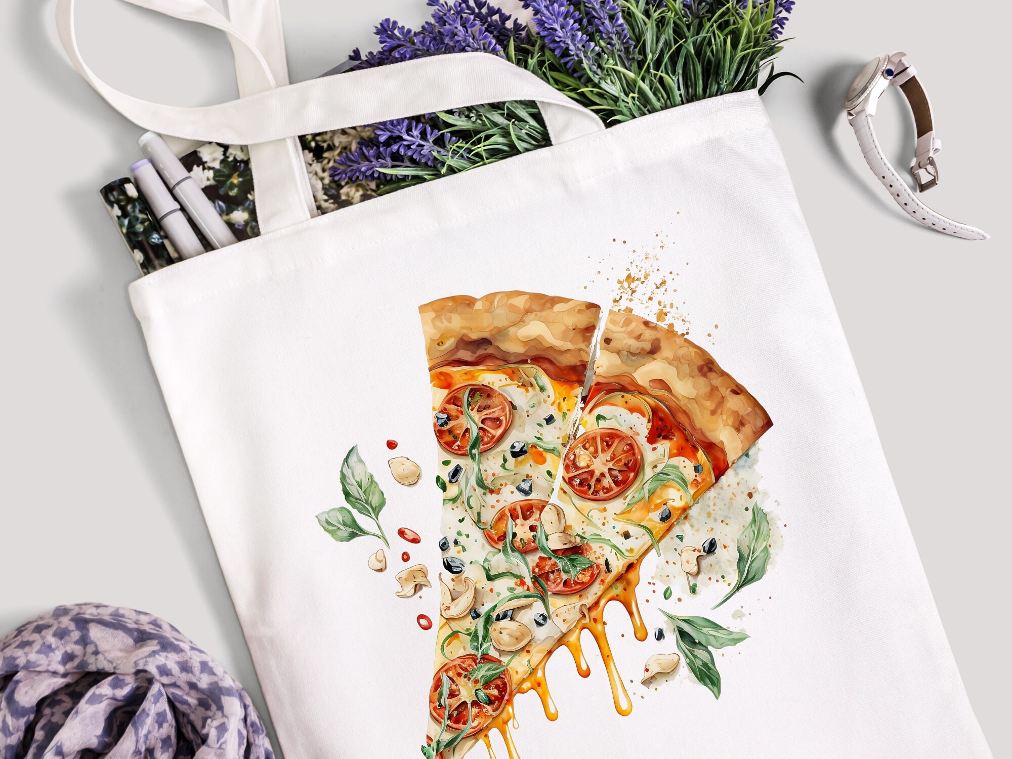 Watercolor Pizza Clipart , Food PNG , Pepperoni Pizza , Food Baking ...