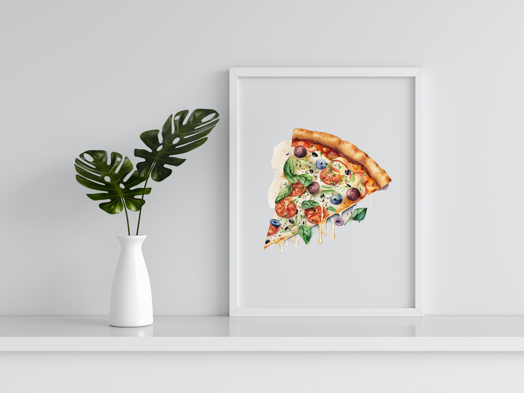 Watercolor Pizza Clipart , Food PNG , Pepperoni Pizza , Food Baking ...
