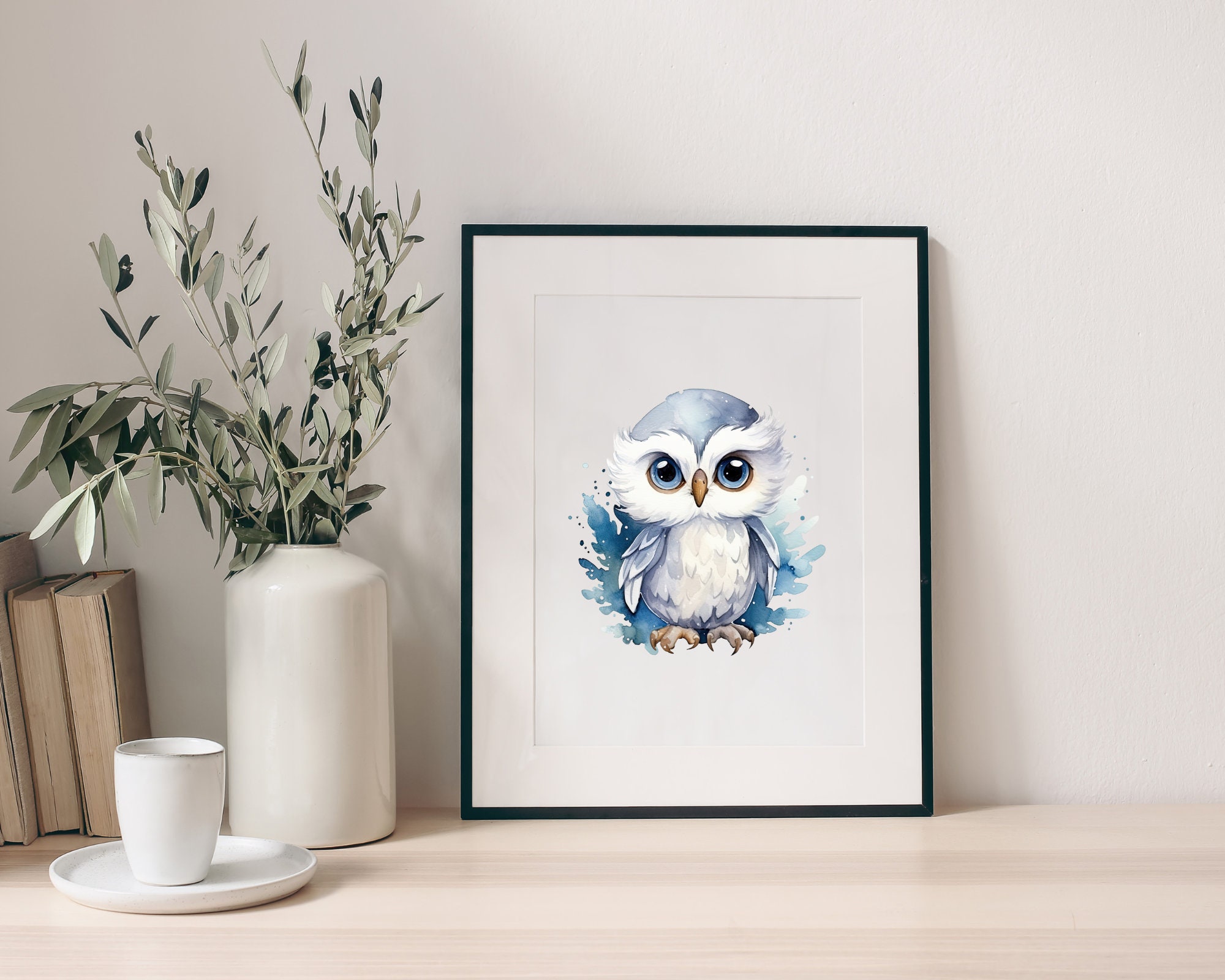 Winter Cute Owl Clipart, Commercial Use Clip Art, Watercolor Design ...