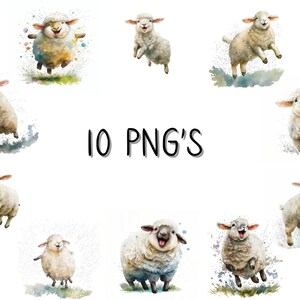 Cute and Funny Watercolor Sheep Clipart Bundle for Crafts and Designs ...