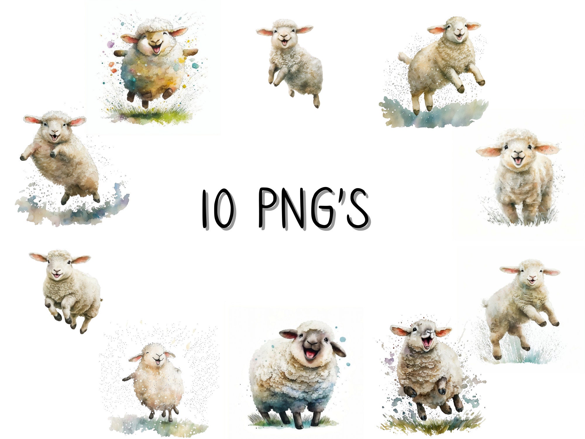 Cute and Funny Watercolor Sheep Clipart Bundle for Crafts and - Etsy