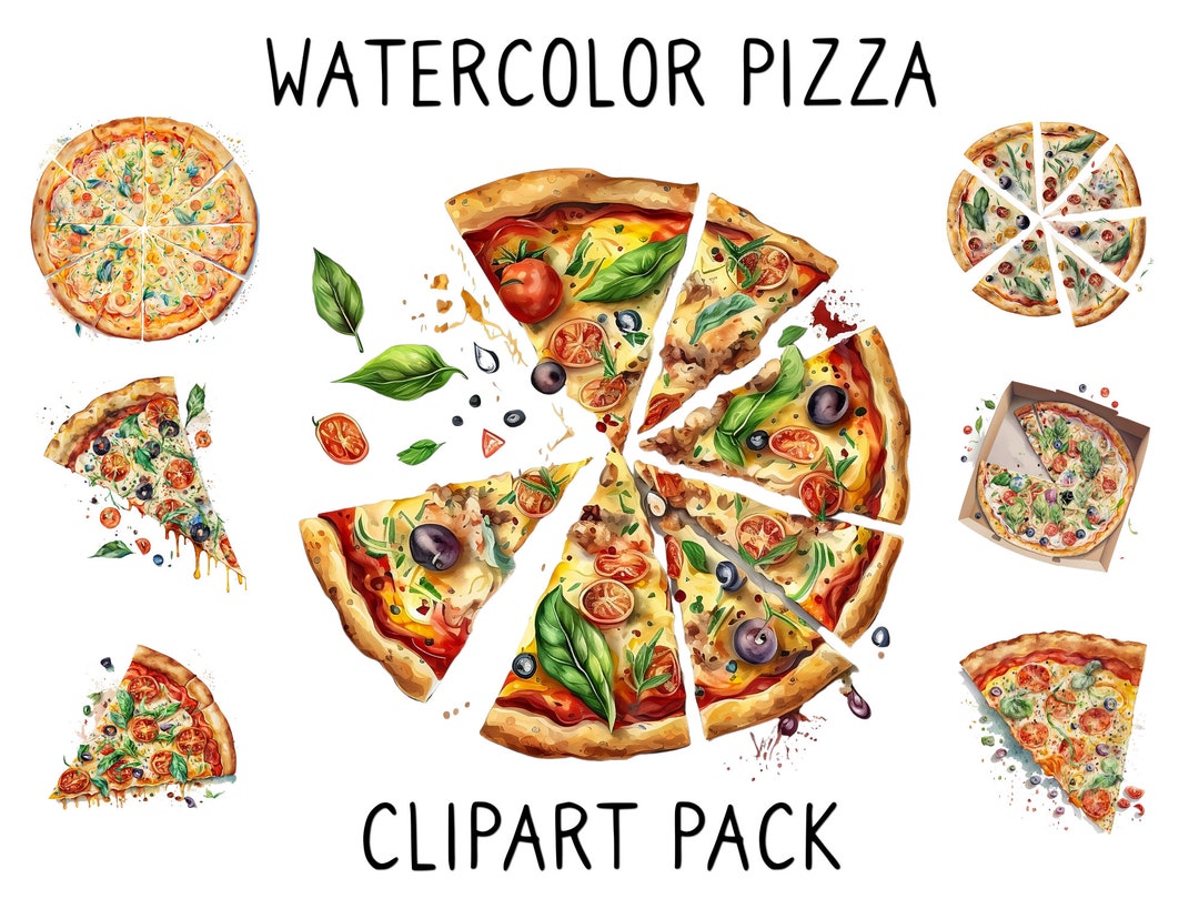 Watercolor Pizza Clipart , Food PNG , Pepperoni Pizza , Food Baking ...