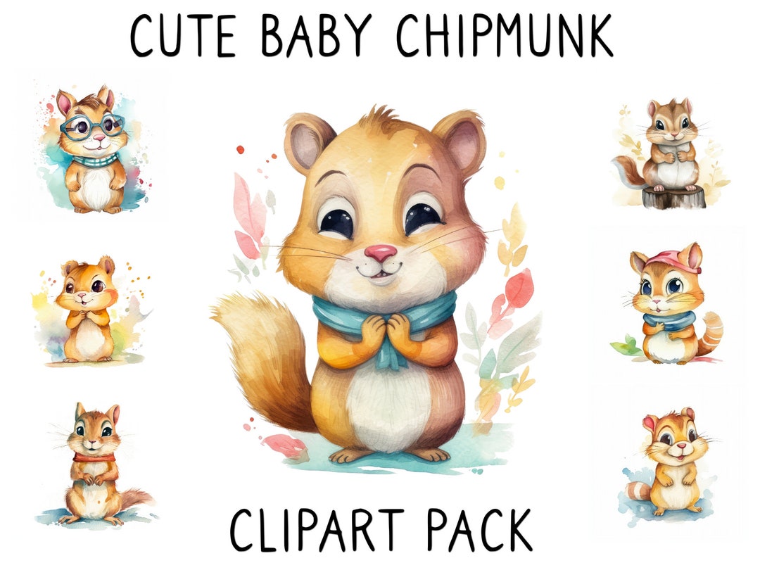 Chipmunk Watercolor Clipart, Animal Bundle , Doodle Clipart Watercolor ...