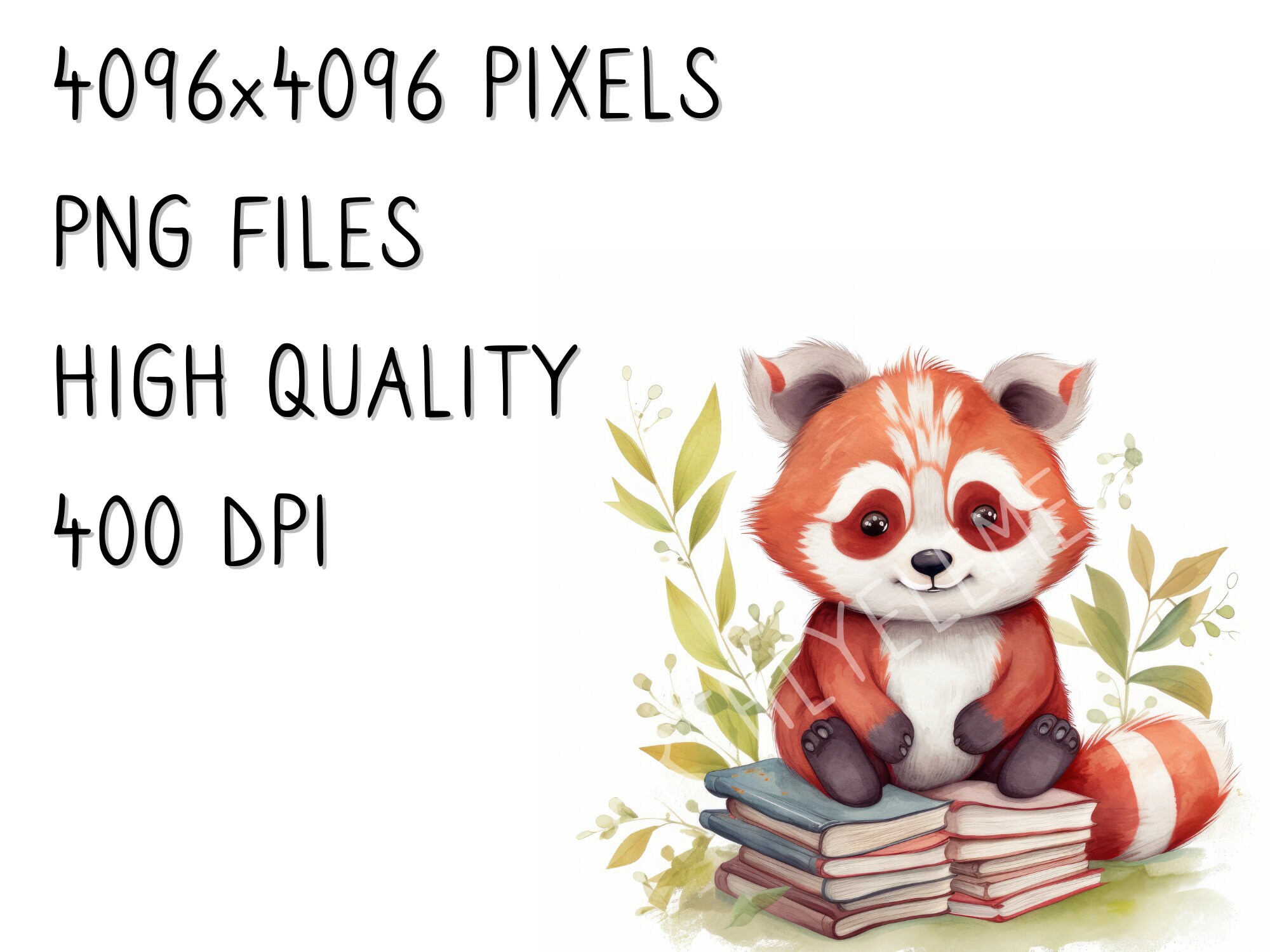 Red Panda Watercolor Clipart, Cute Animal Bundle , Doodle Clipart ...