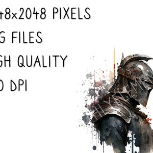 Dark Medieval Watercolor Art, Knight Art, High Resolution, Knights in ...