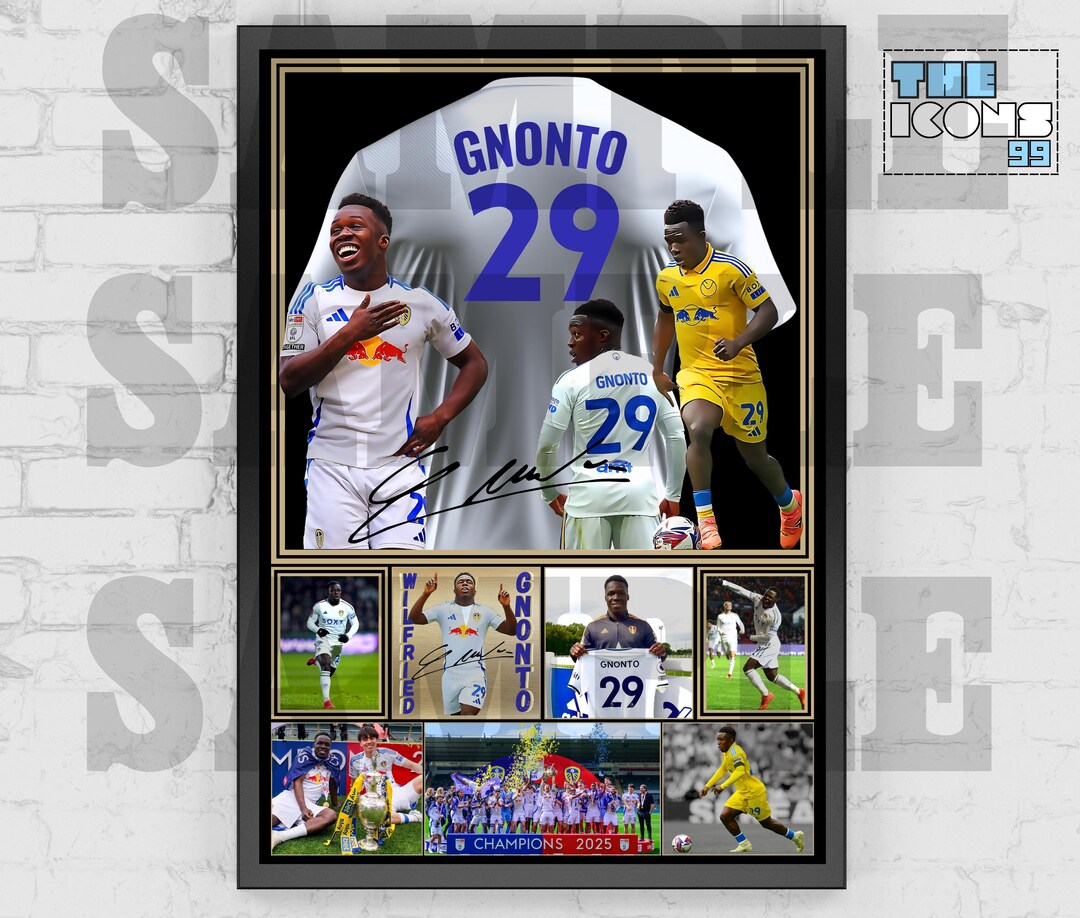 Leeds United Icon Willy Gnonto Football Shirt Back Print LUFC / Poster ...