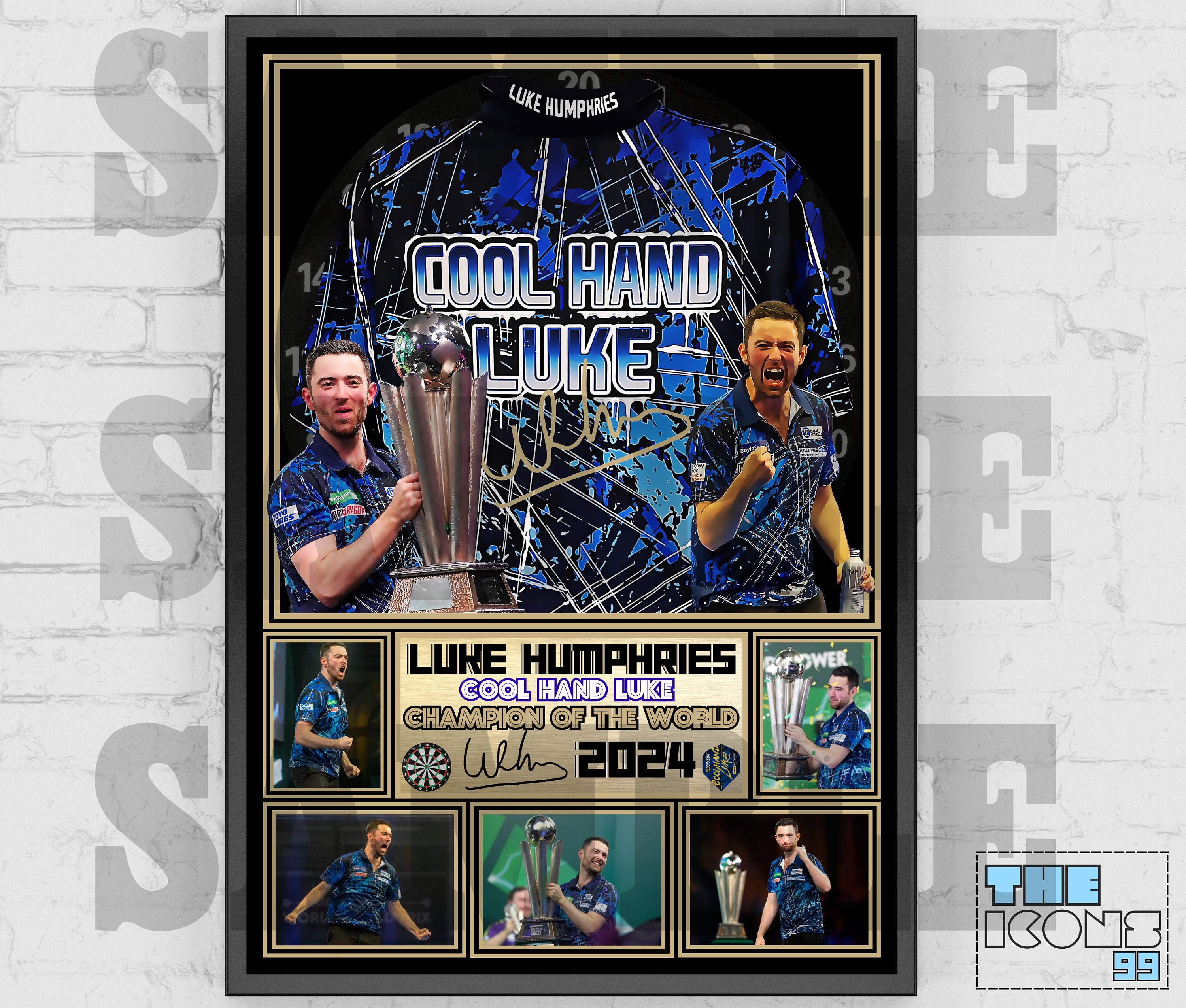 Luke Humphries COOL HAND LUKE Darts Icon Shirt Back Print / Poster ...