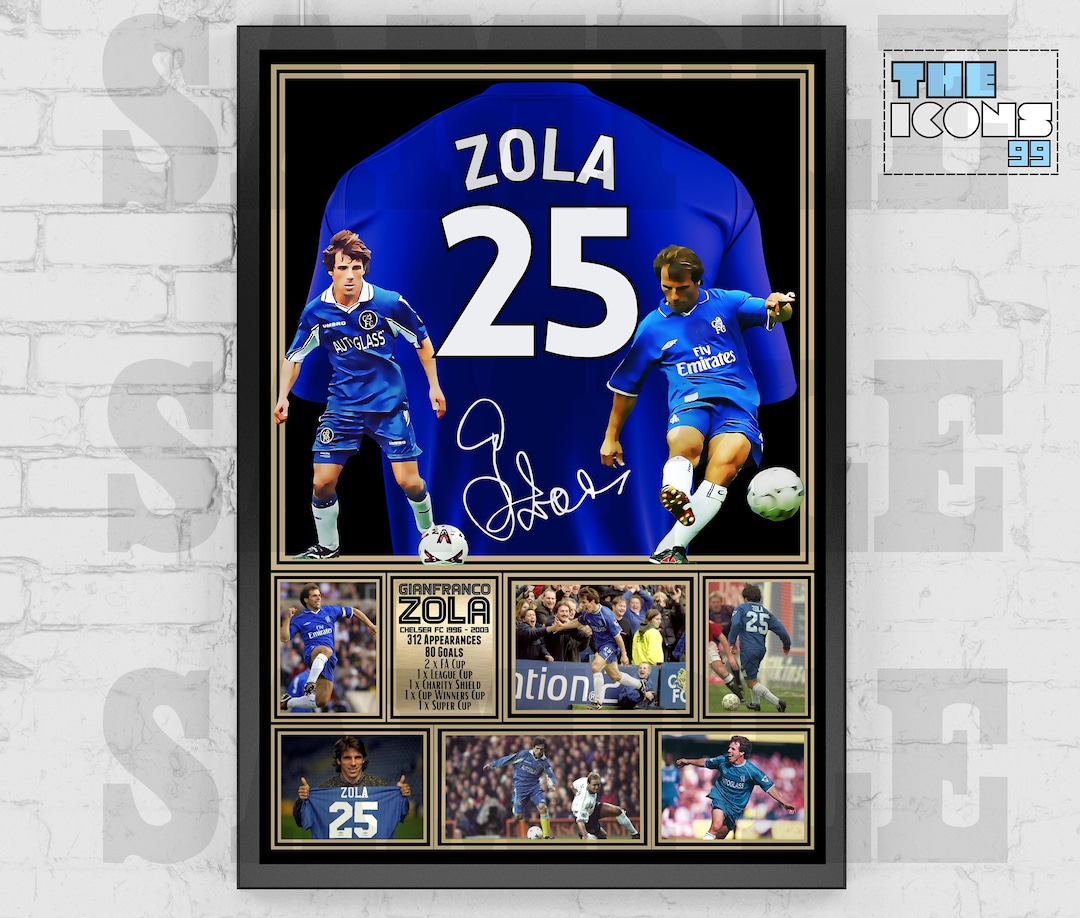 Chelsea FC Icon Gianfranco Zola Football Shirt Back Print / Poster ...