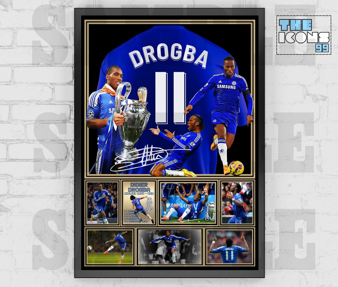 Chelsea Legend Didier Drogba Football Shirt Back Print / Poster ...