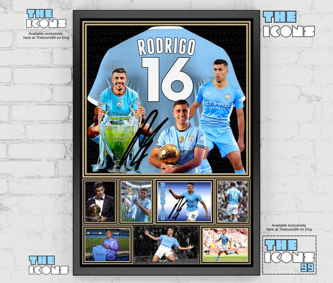Man City Legend Rodri Football Shirt Back Print / Poster / Framed ...