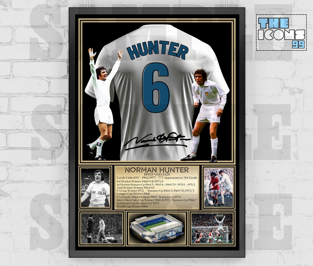 Leeds United Legend Norman Hunter Football Shirt Back Print LUFC ...