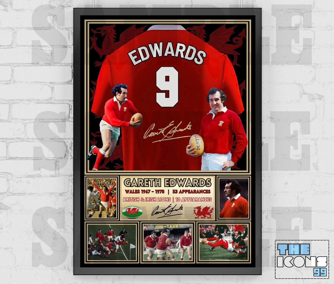 Gareth Edwards Wales Rugby Legend Shirt Back Print / Poster / Framed ...