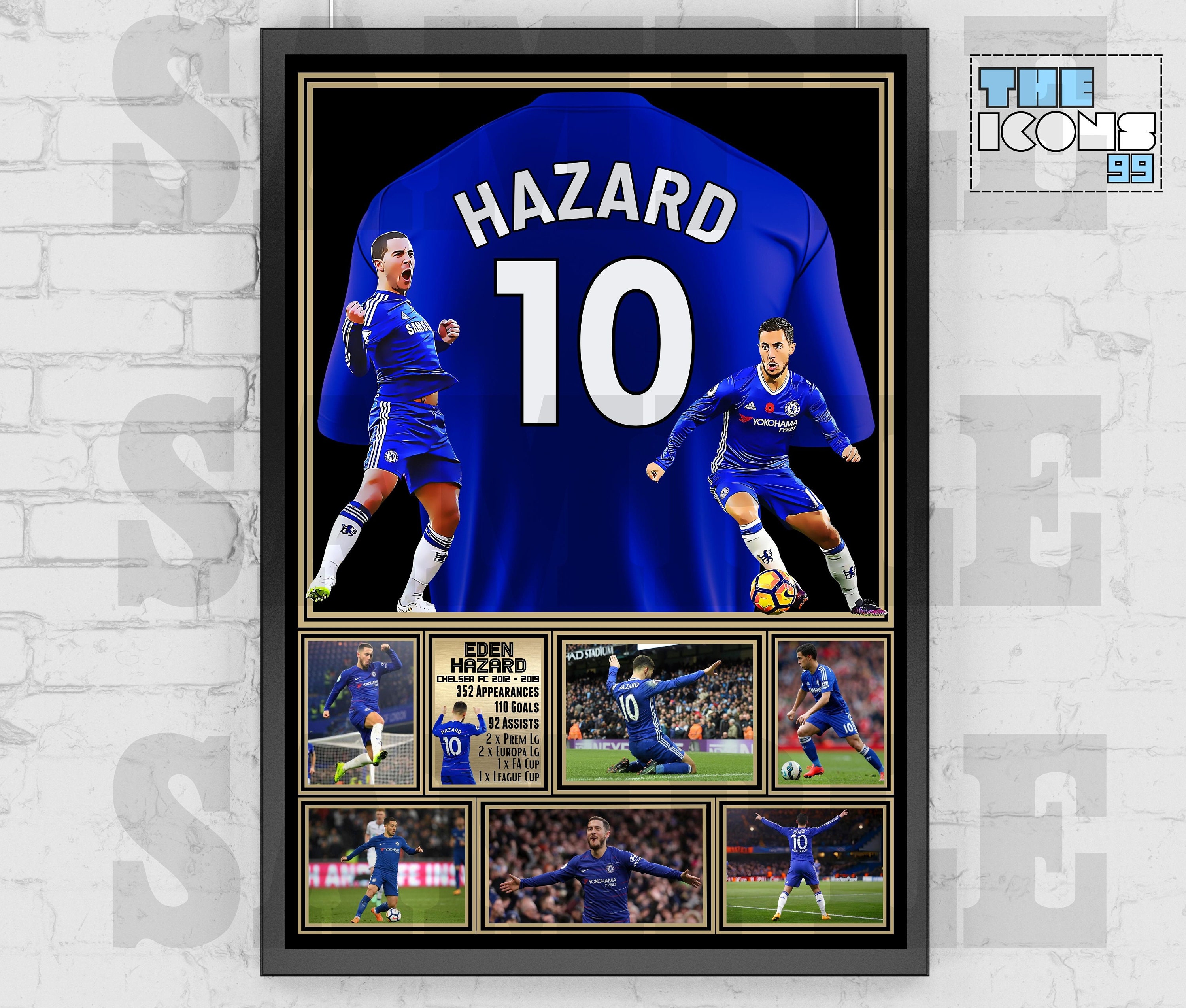 Chelsea FC Icon Eden Hazard Football Shirt Back Print / Poster / Framed ...