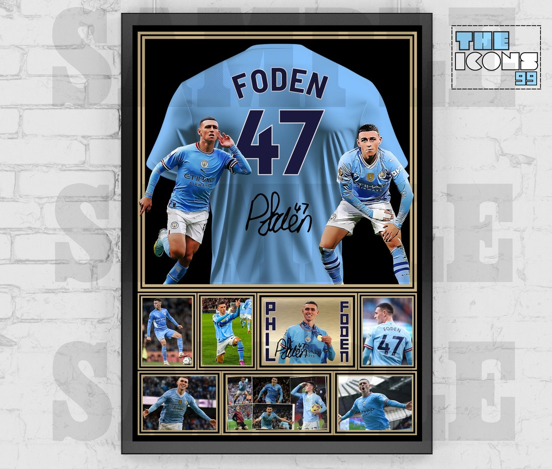 Man City Icon Phil Foden Football Shirt Back Print / Poster / Framed ...