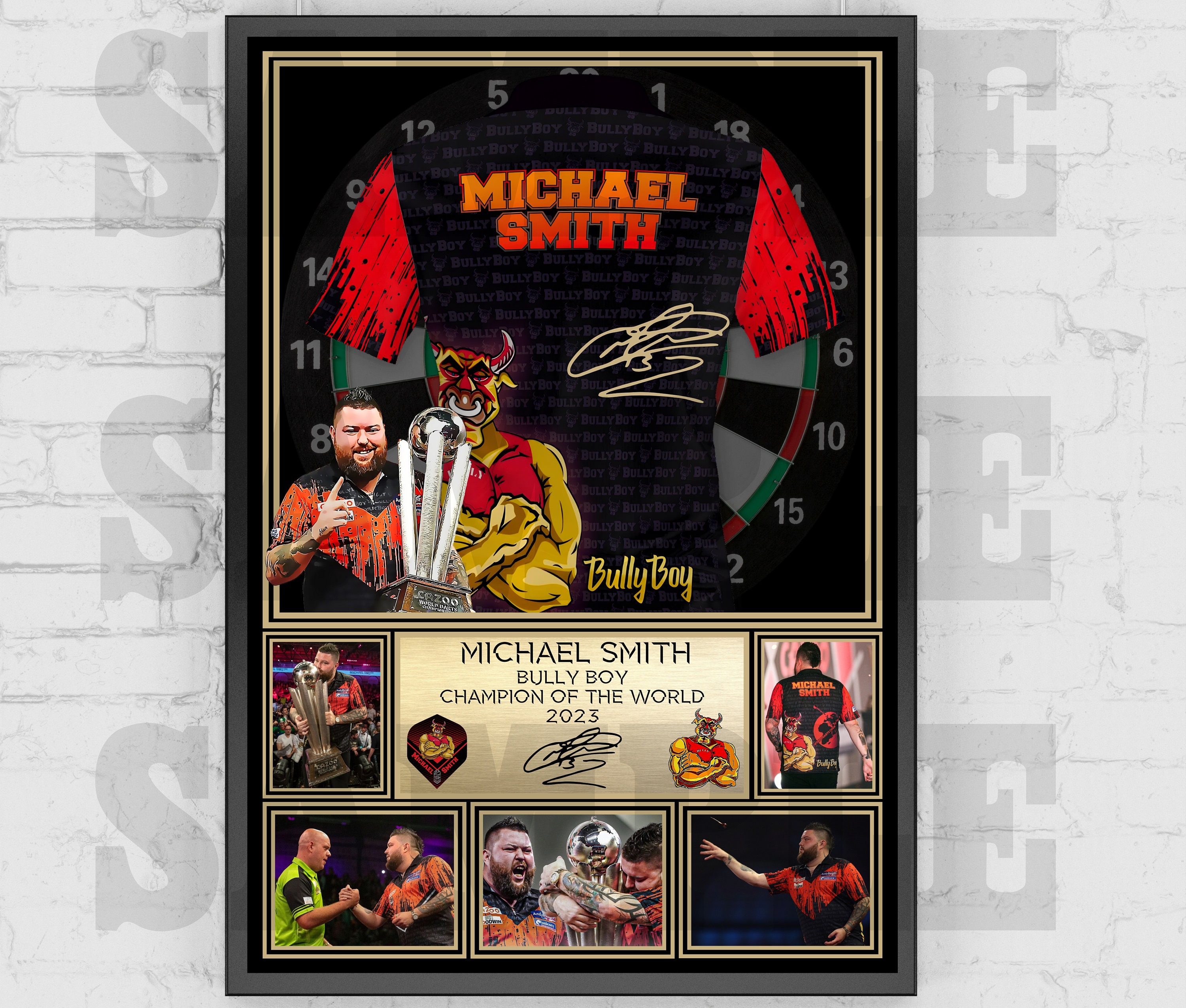 Michael Smith, Bully Boy Darts Legend Shirt Back Print / Poster ...