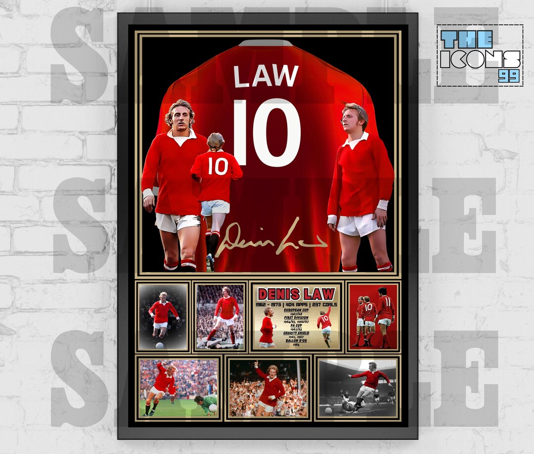 Man United Legend Denis Law Football Shirt Back Print / Poster / Framed ...