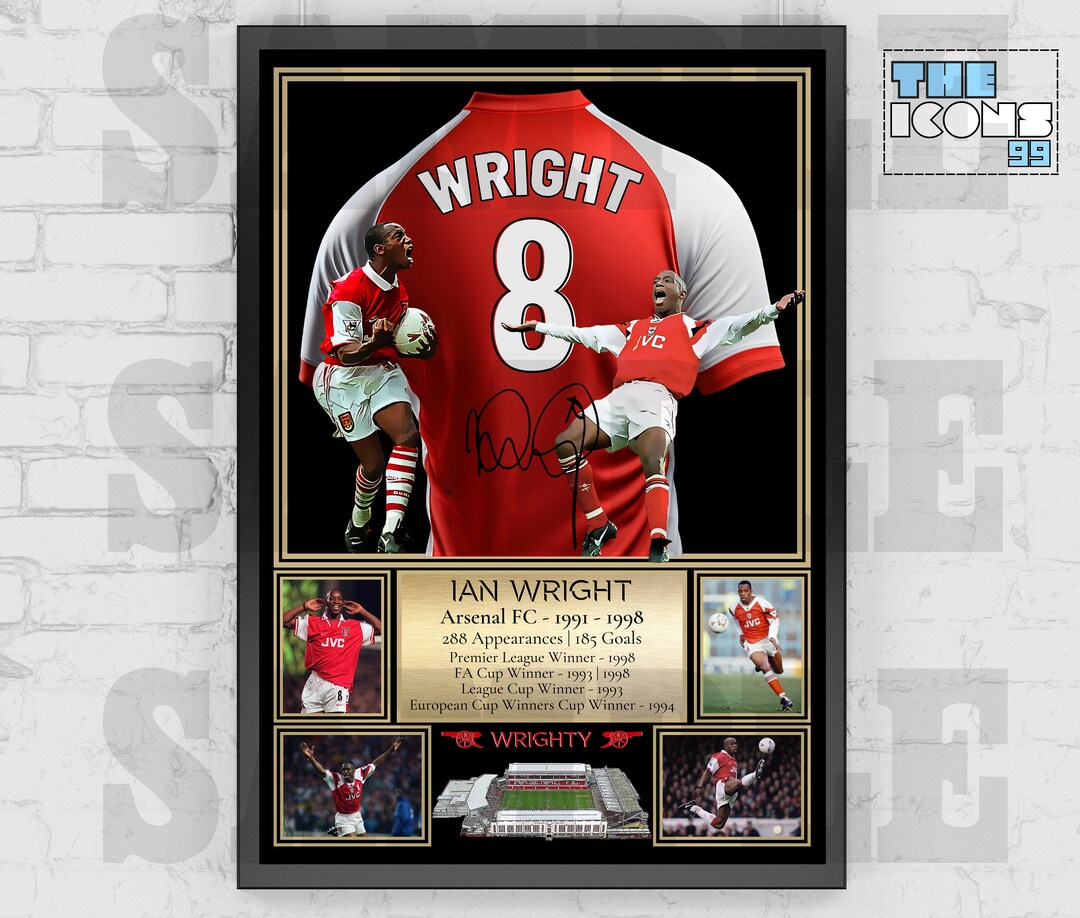 Arsenal FC Icon Ian Wright Football Shirt Back Print / Poster / Framed ...
