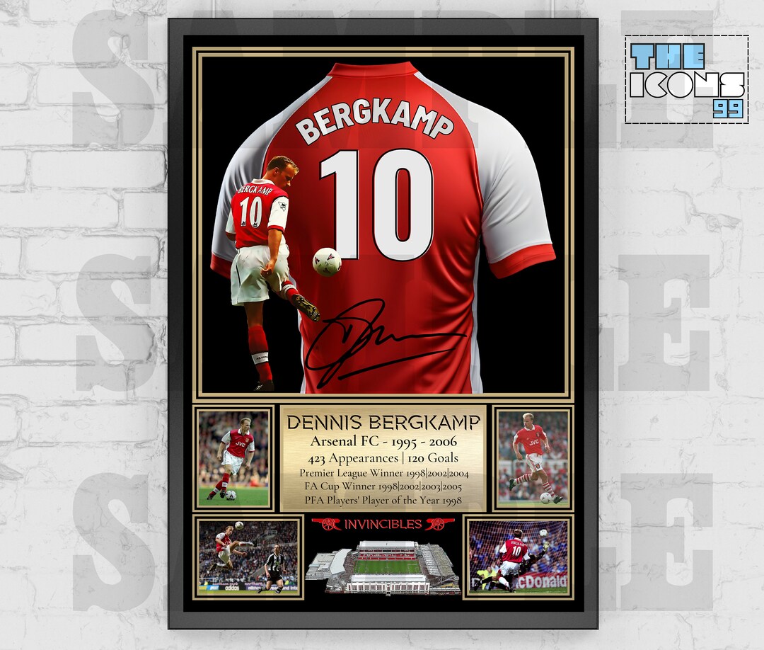 Arsenal FC Legend Dennis Bergkamp Football Shirt Back Print / Poster ...
