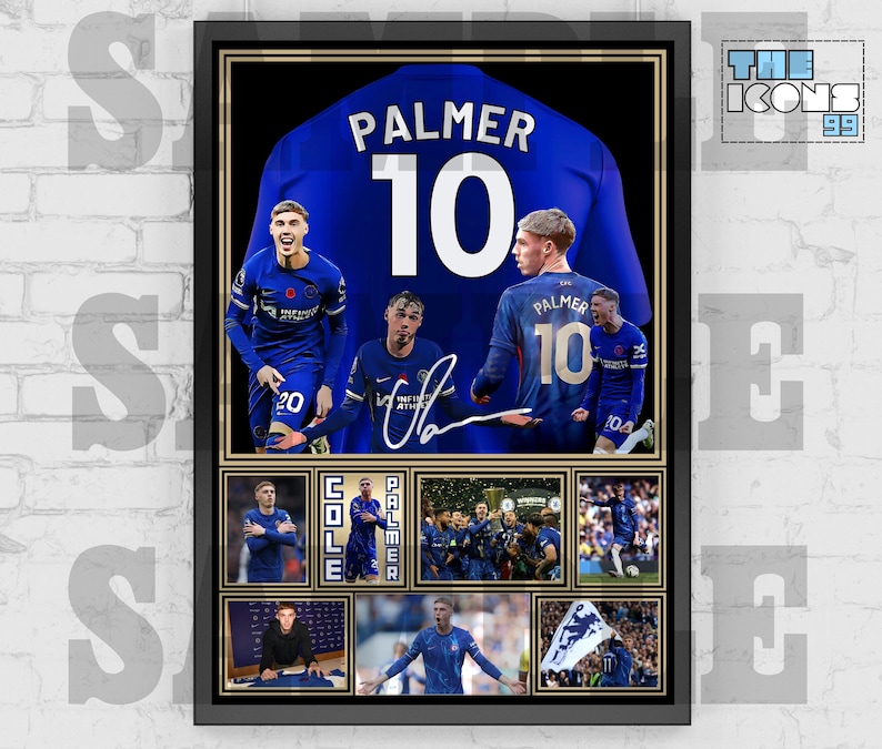 Chelsea Icon Cole Palmer Football Shirt Back Print / Poster / Framed ...