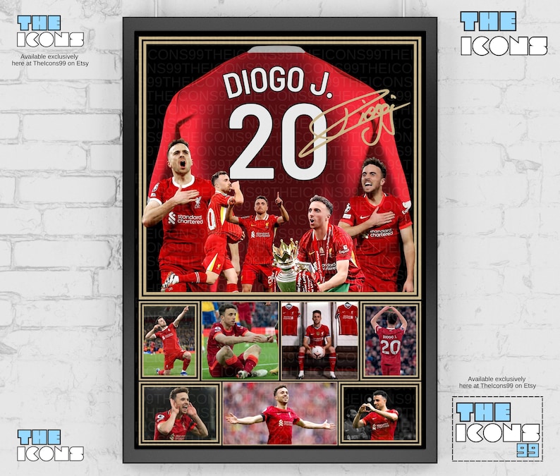 Liverpool FC Legend Diogo Jota Football Shirt Back Print / Poster ...