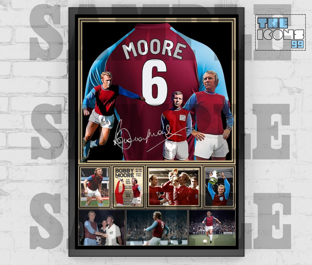 Bobby Moore West Ham Legend Football Shirt Back Print / Poster / Framed ...
