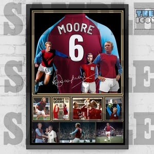 Bobby Moore West Ham Legend Football Shirt Back Print / Poster / Framed ...