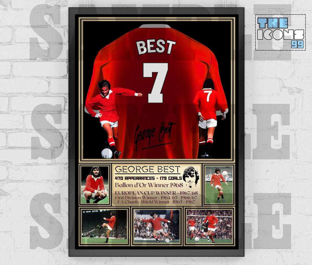 Man United Legend George Best Football Shirt Back Print / Poster ...