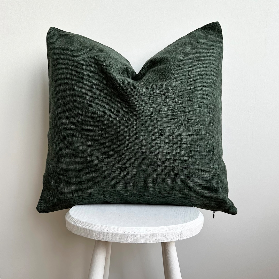 Linen Dark Green Throw Pillow Cover, Boho Any Size Pillow Cover ...