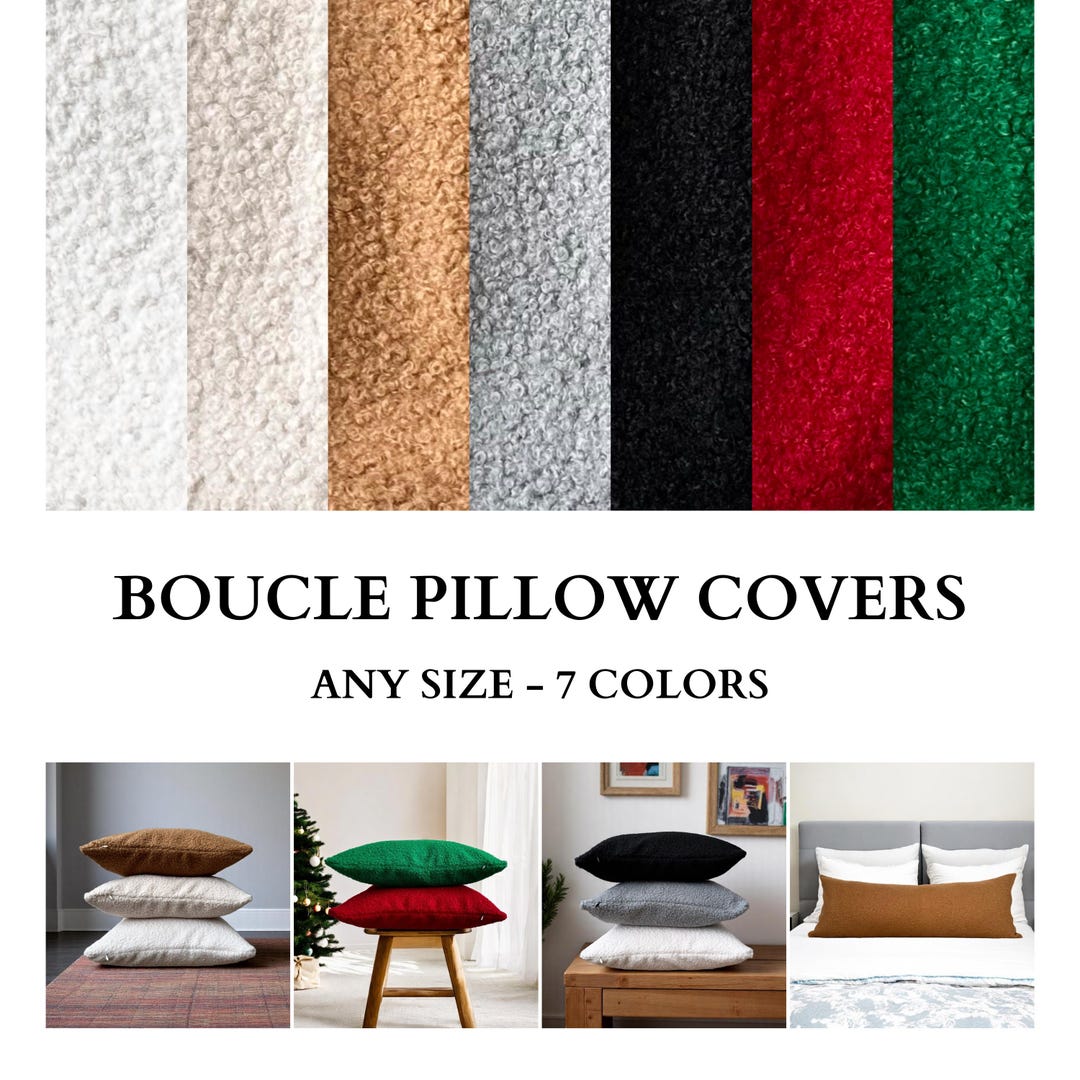 Any Size Boucle Extra Soft Pillow Cover, 7 Color Choices Teddy Throw ...