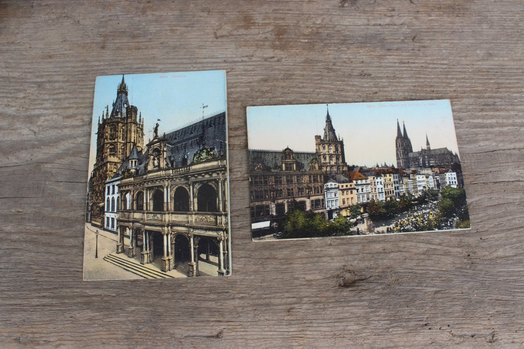 2 Antique Lithograph Postcards Cologne Germany Art Nouveau Art Deco ...