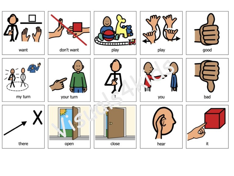 Visual Core Words Boardmaker Autism Non Speaking AAC 30 Picture ...