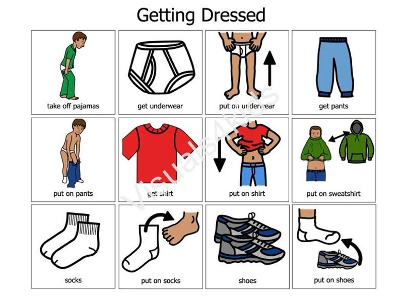Getting Dressed Visual Schedule - Communication Cards (digital Download ...