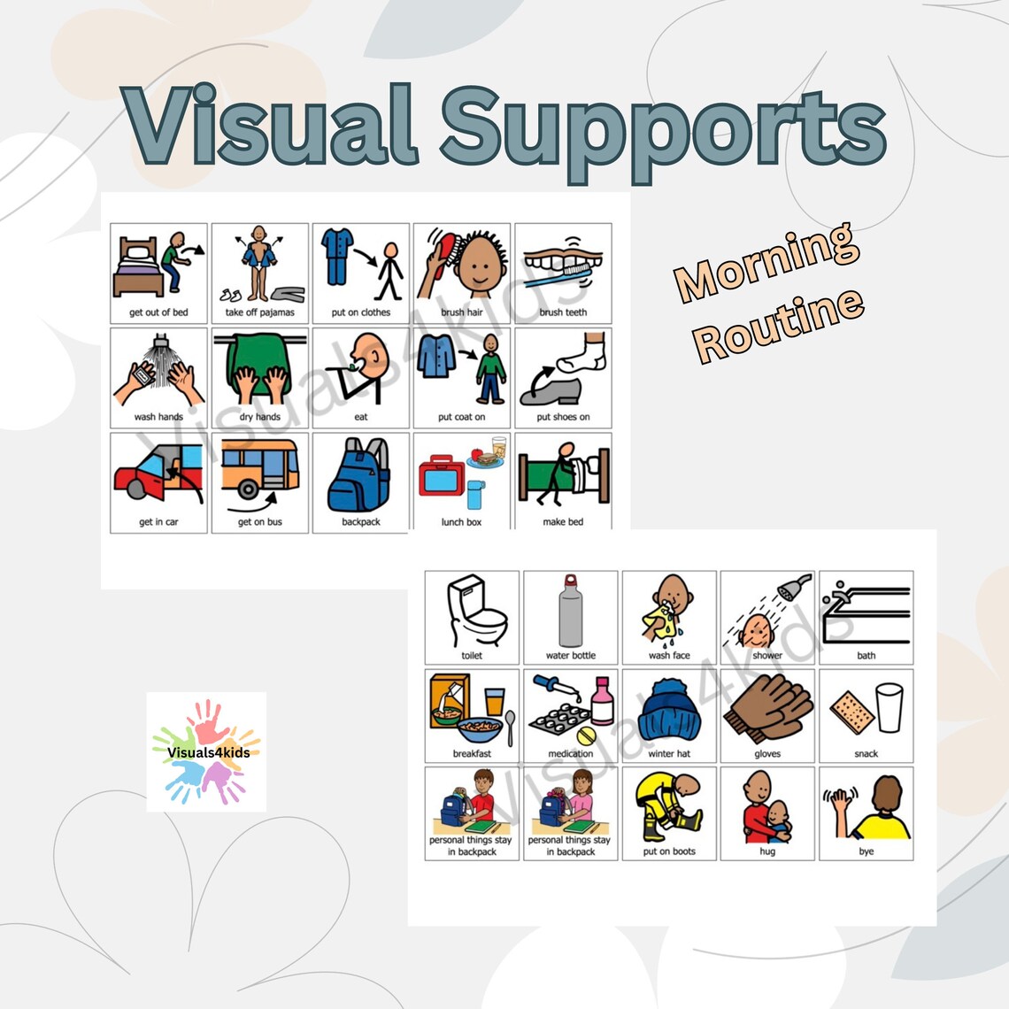 Visual Morning Routine Child Adult Autism Picture Communication Cards ...