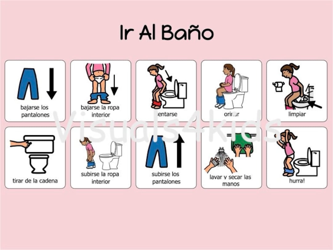 Spanish Potty Toilet Training Visual Routine for Girls Autism Bathroom ...