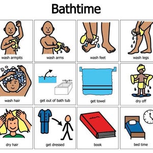 Taking a Bath Sequence Routine -autism Bath Time Boardmaker Visual ...