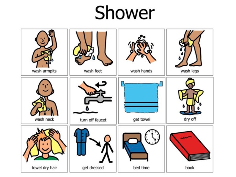 Taking A Shower Sequence Routine Autism Visual Aid Picture Etsy 