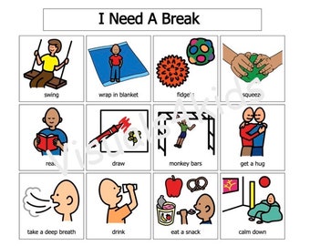 I Need to Take A Break Autism Picture Communication Board PECS ...
