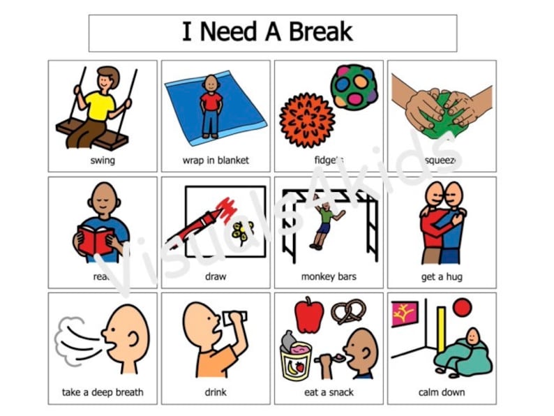 I Need A Break Autism Sensory Choices- Boardmaker AAC Picture ...