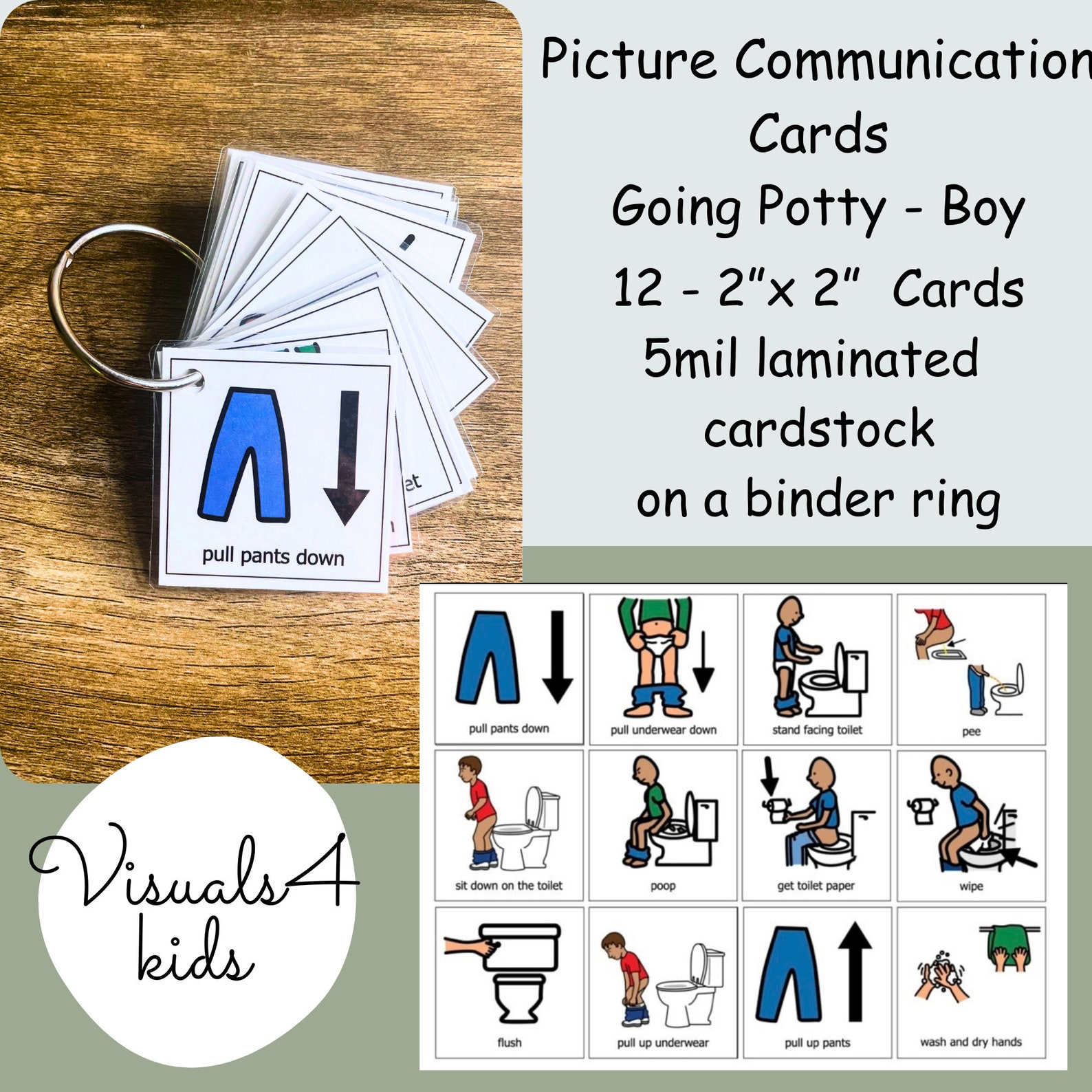 Visual Picture Communication Cards Bathroom Potty Training - Etsy