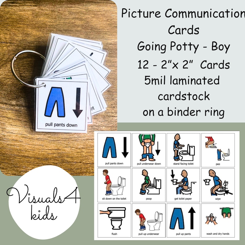 Visual Picture Communication Cards Bathroom Potty Training - Etsy