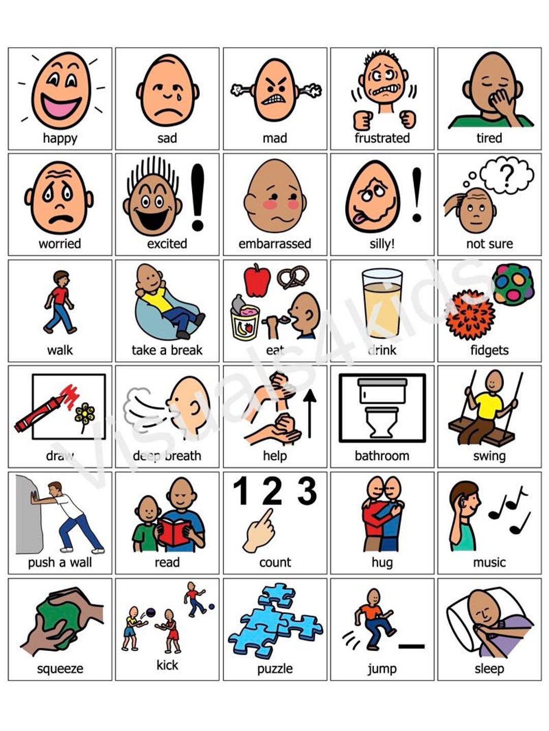 Emotions & Needs Printable – Autism Visual Supports (digital Download ...