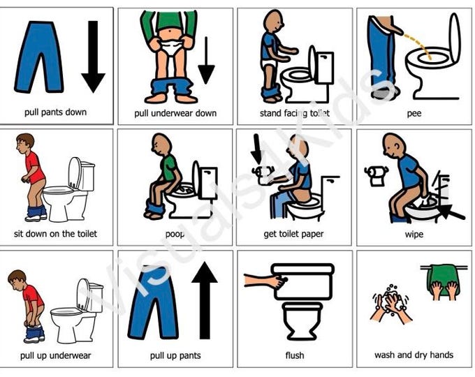 Visual Bathroom Potty Training Toilet for Girls Autism, Boardmaker AAC ...